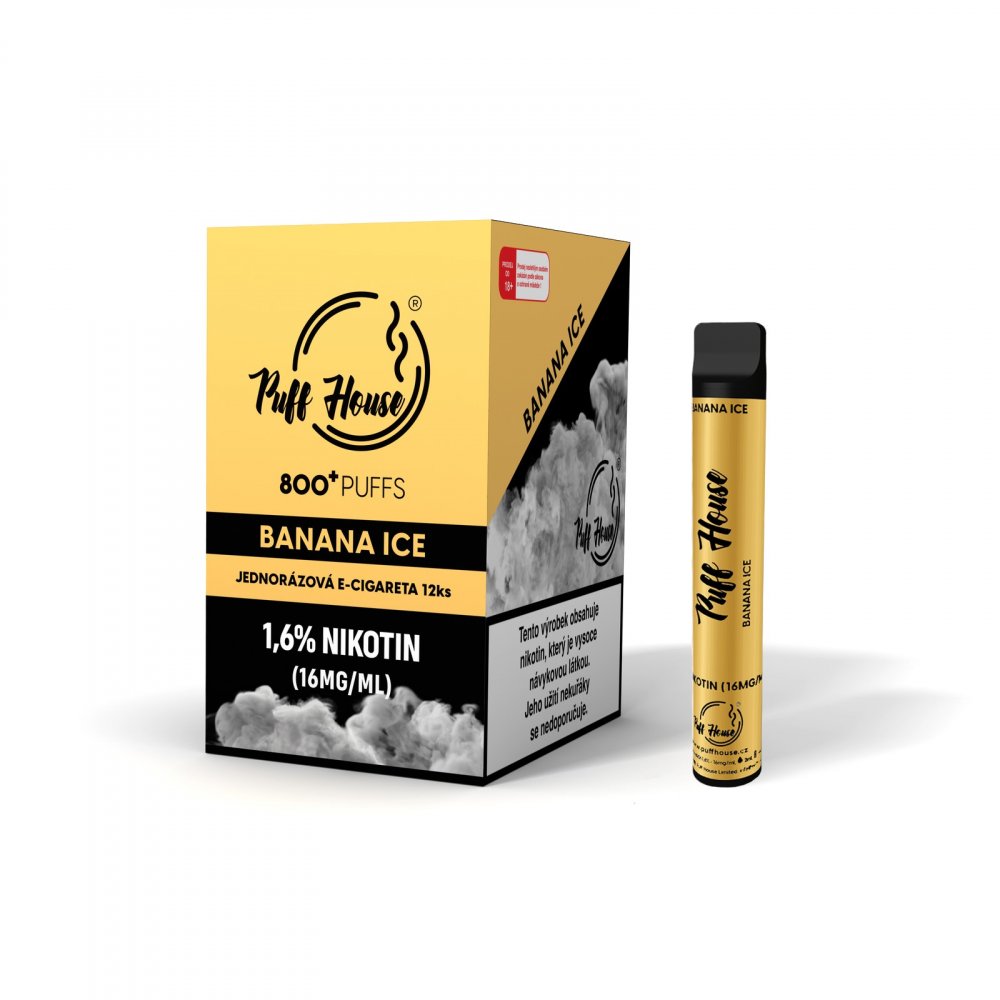 Jednorázová e-cigareta Puff House - 800+ potáhnutí, Banana Ice ...
